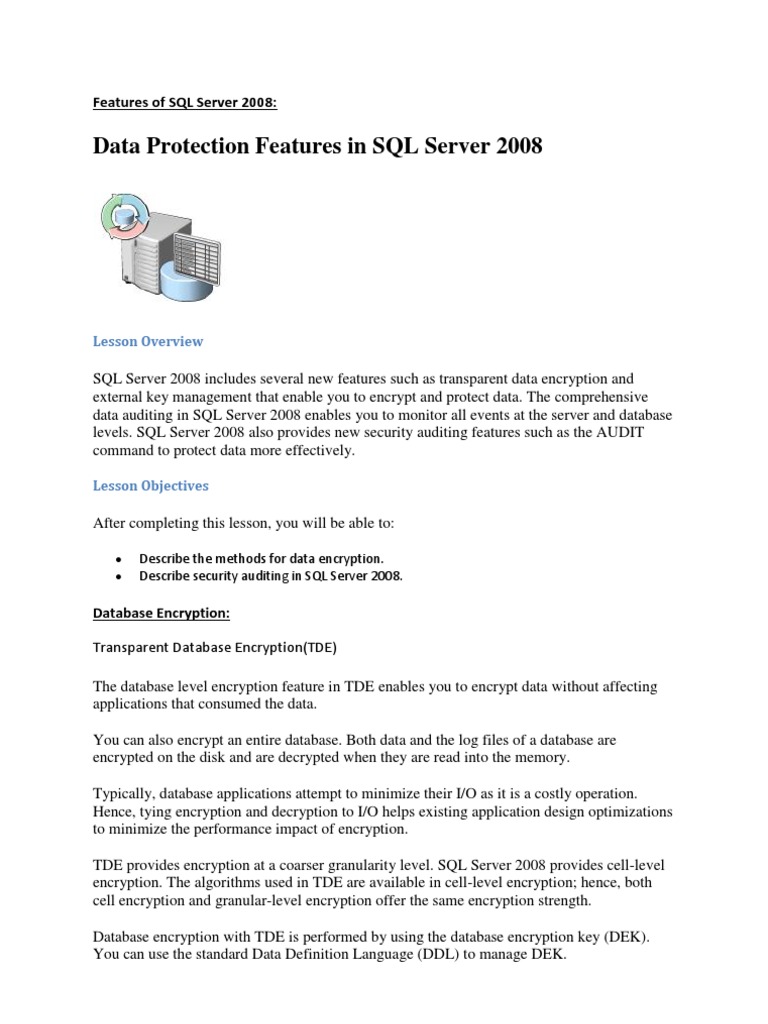 Features Of Sql Server 2008 Pdf Microsoft Sql Server Parameter Computer Programming 