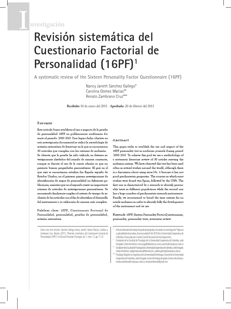 Test 16pf | PDF | Sicología | Conceptos psicologicos