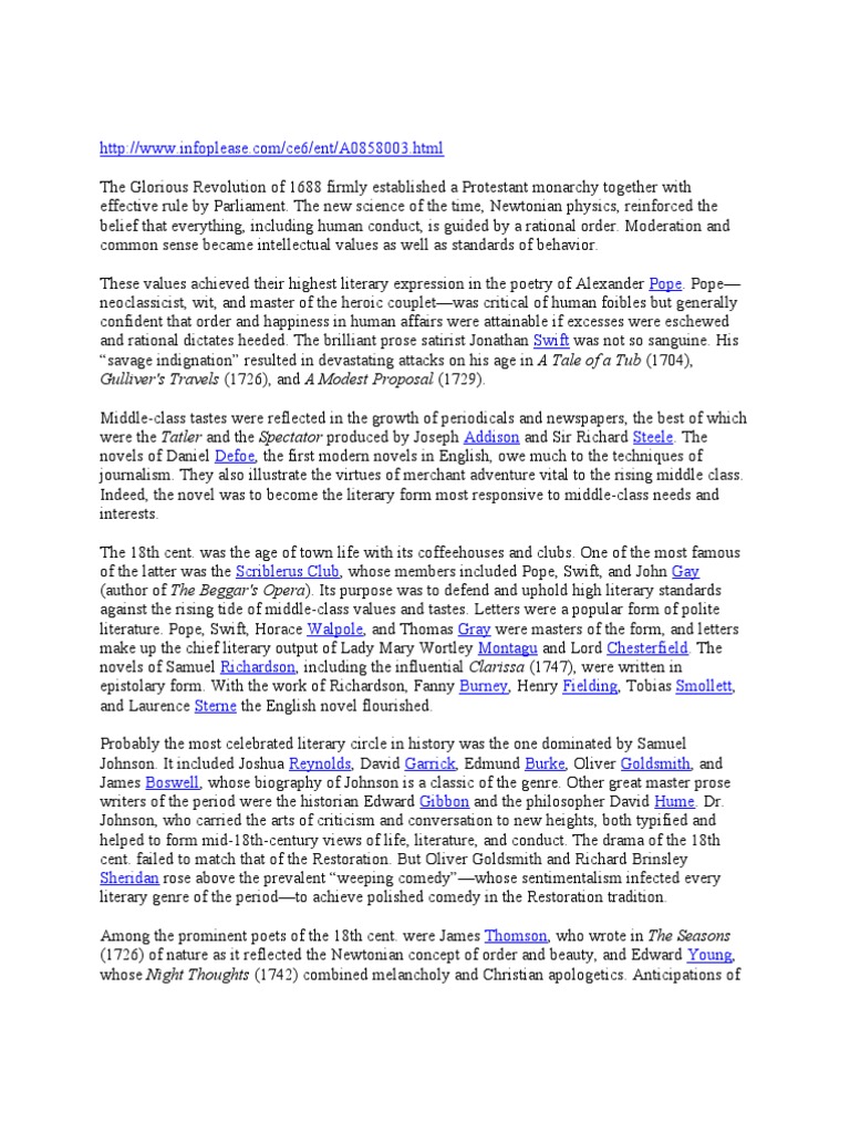 Gulliver's Travels (1726), and A Modest Proposal (1729) | PDF ...