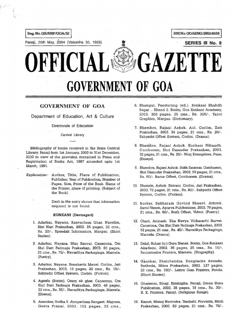 Books Published in Goa 2003 | PDF | Languages