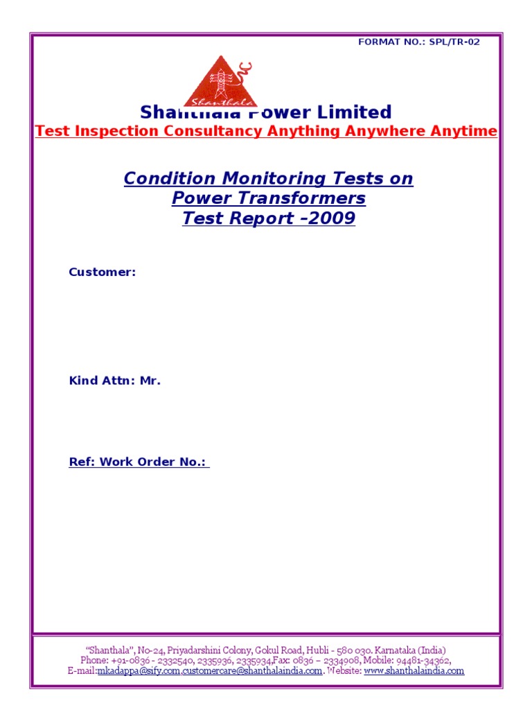 Transformer Test Report | Transformer | Capacitor