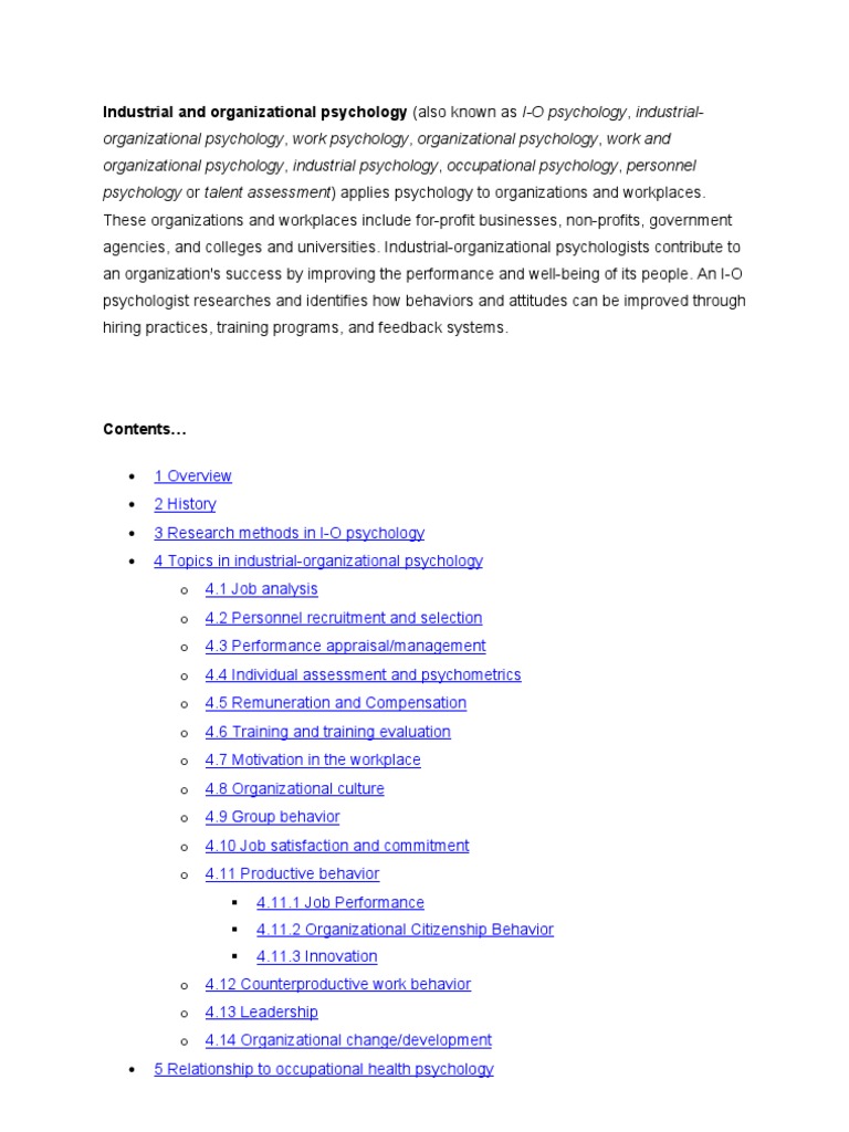 Understanding Industrial-Organizational Psychology | PDF | Industrial ...