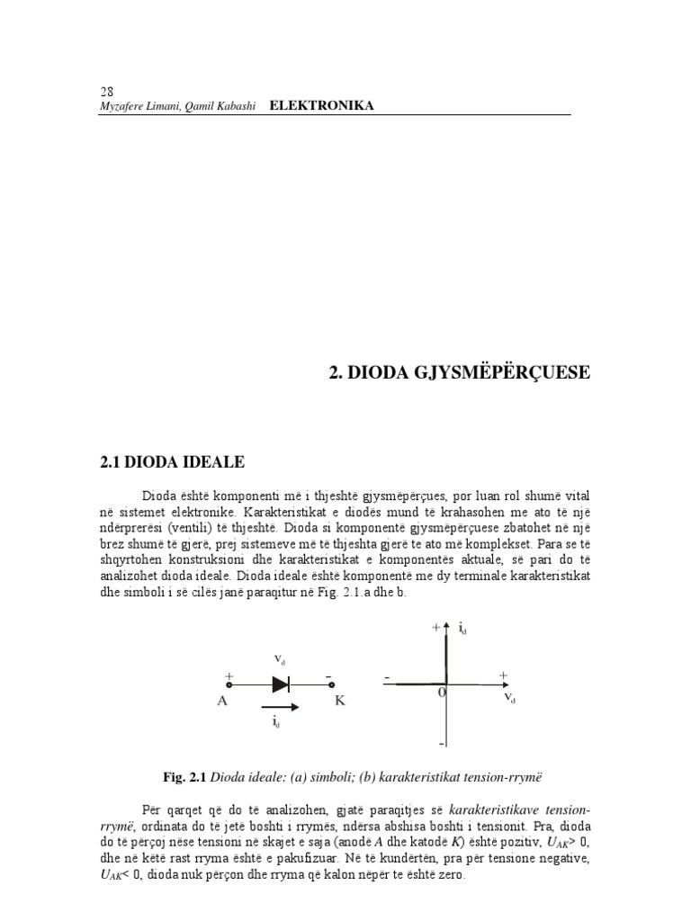 Ligjeratat Nga ELEKTRONIKA, Kapitulli 2 - Diodat | PDF