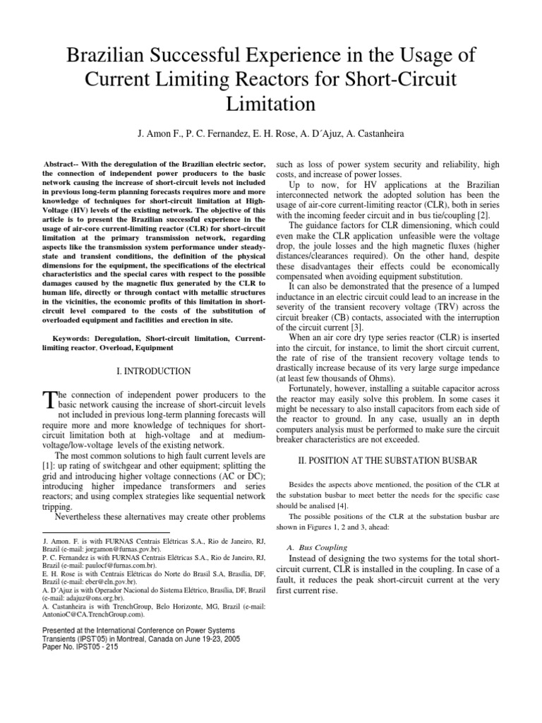 Current Limiting Reactor Pdf Electrical Substation Electric Power Transmission