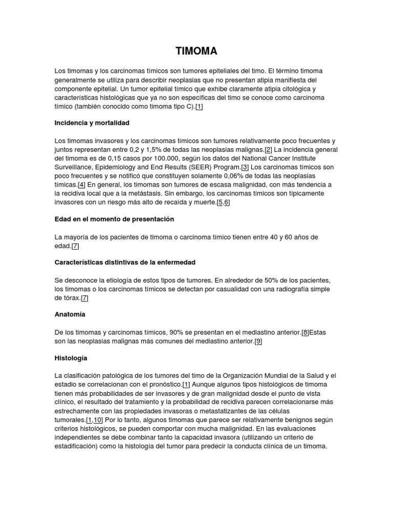 Timoma: Características y Clasificación | PDF | Metástasis | Cáncer