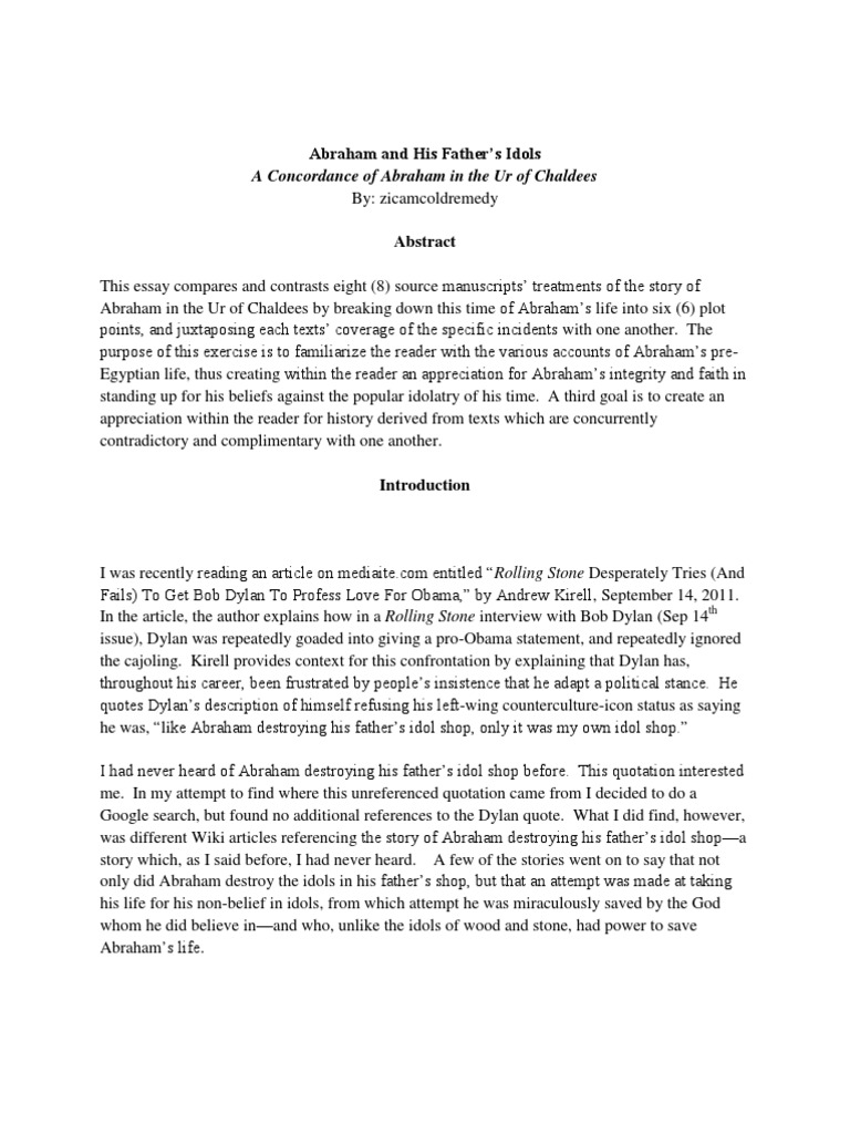 Abraham and His Father's Idols A Concordance of Abraham in The Ur of ...