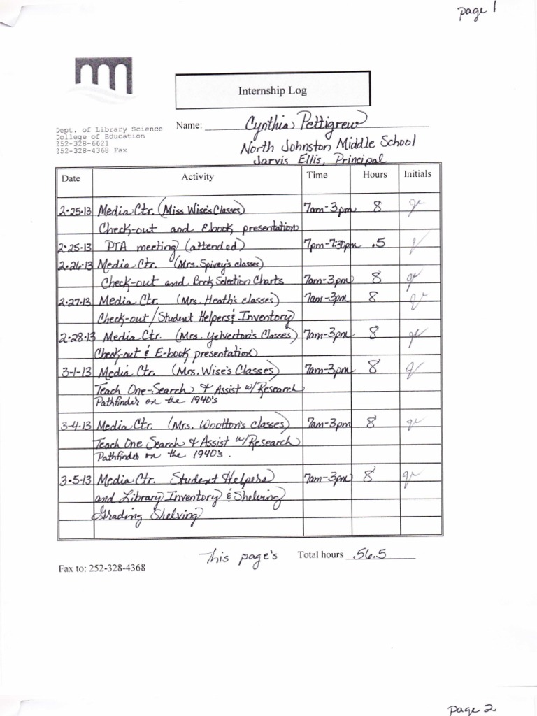 Library Science Internship Log | PDF