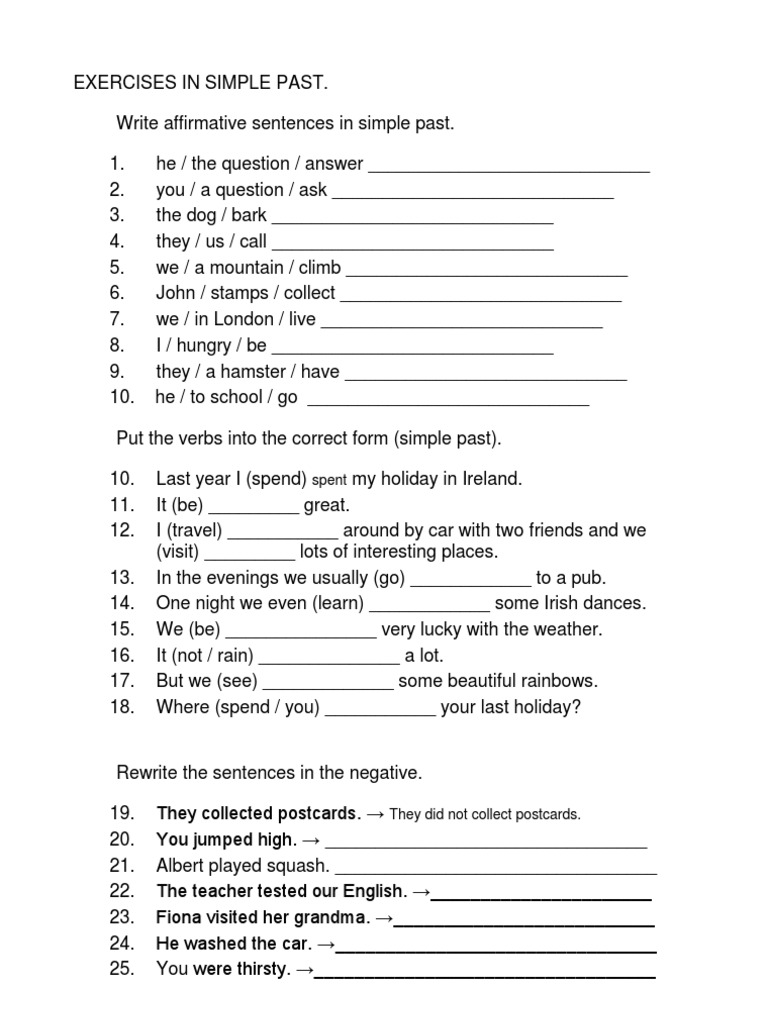Simple Past Exercises and Activities | PDF | Language Mechanics ...