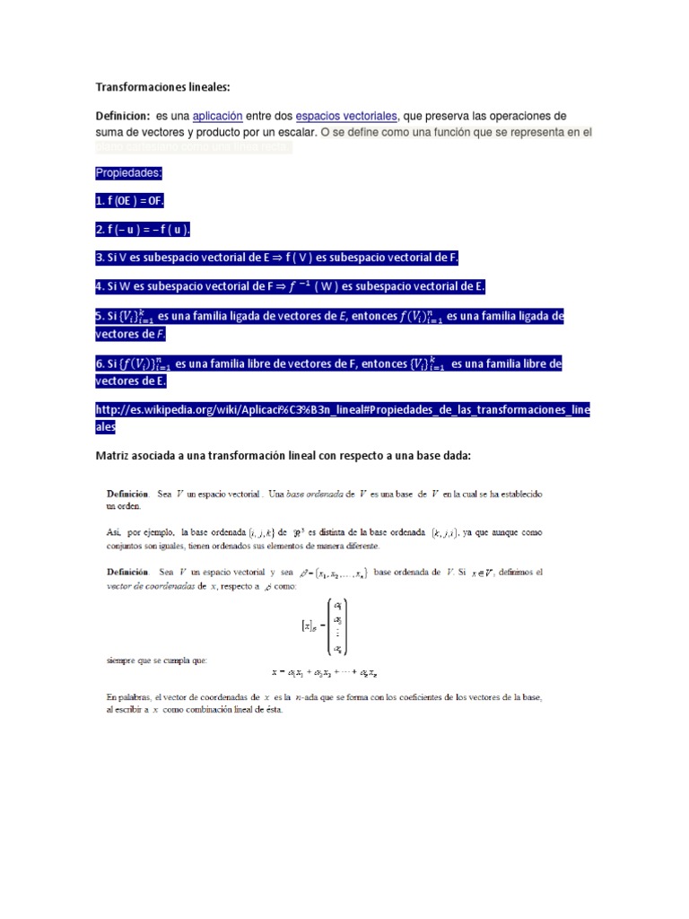Transformaciones Lineales y Vectores y Valores Propios | PDF | Valores propios y vectores ...