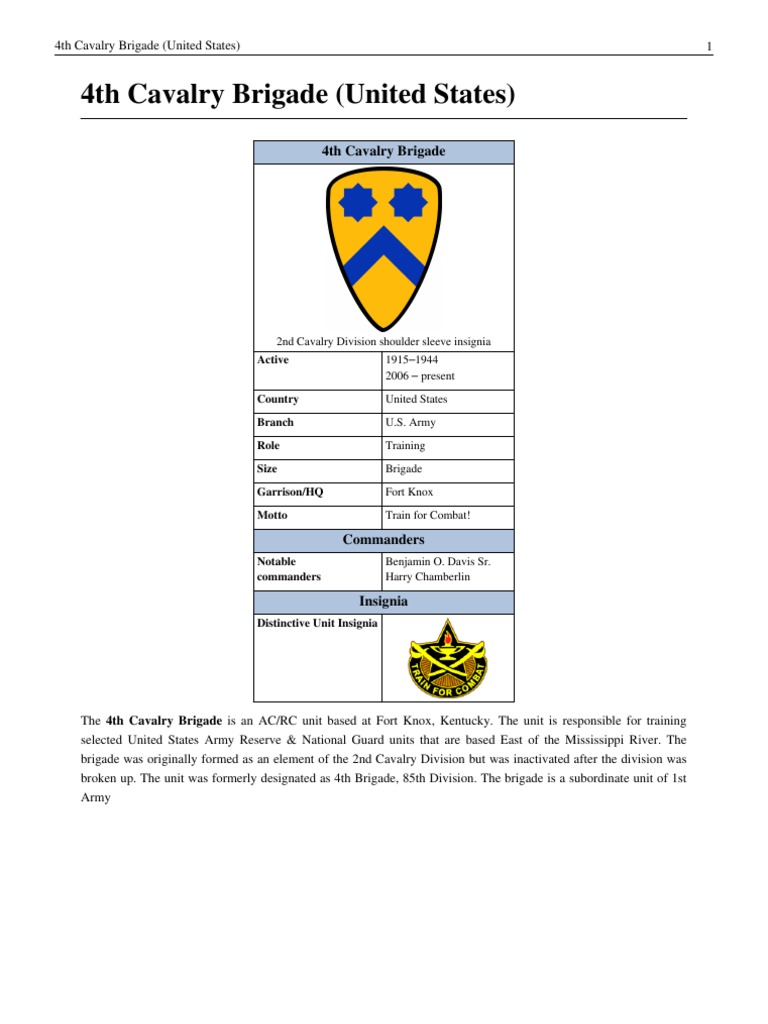 4th Cavalry Brigade (United States) | Brigade | Regiment 4th Cavalry Brigade (United States) | Brigade | Regiment