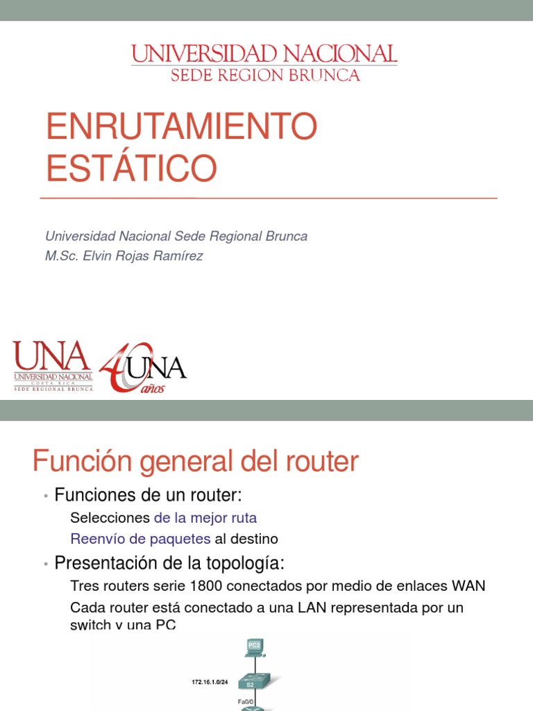 Clase 3 - Enrutamiento Estático | PDF | Enrutador (Computación) | Dirección IP