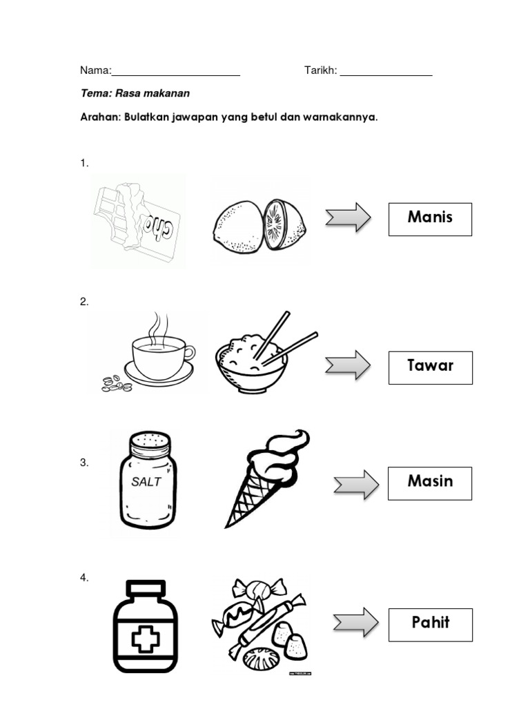 Lembaran Kerja-Rasa Makanan | PDF