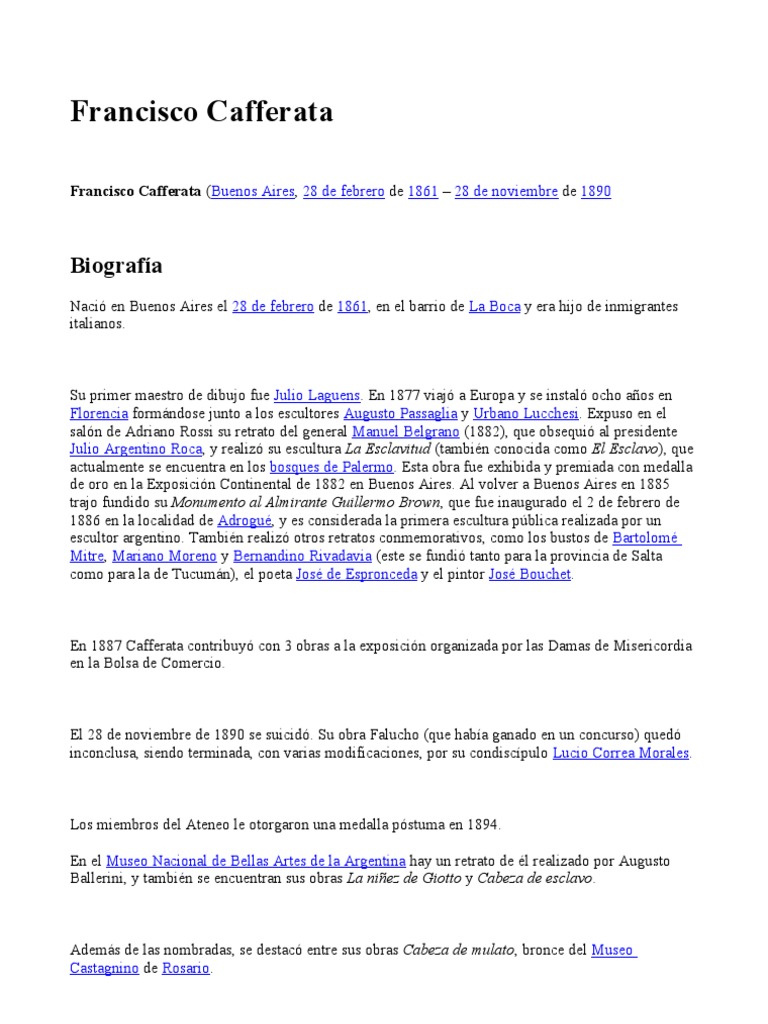 Francisco Cafferata: Escultor Argentino | PDF | Escultura | Buenos Aires