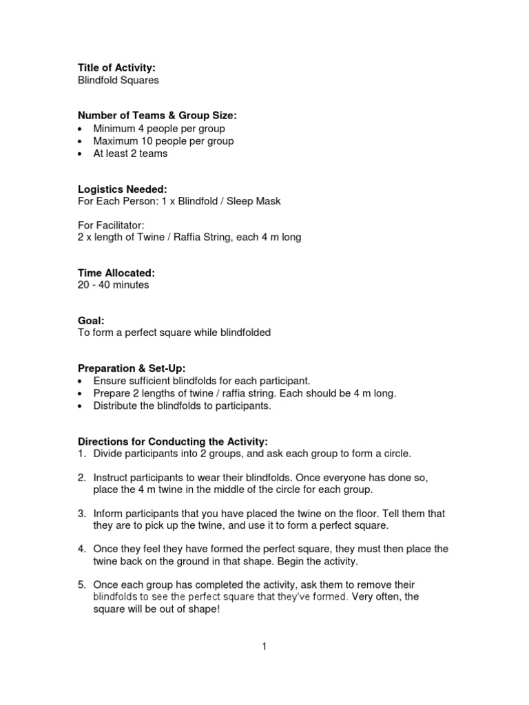 Blindfold Squares | PDF