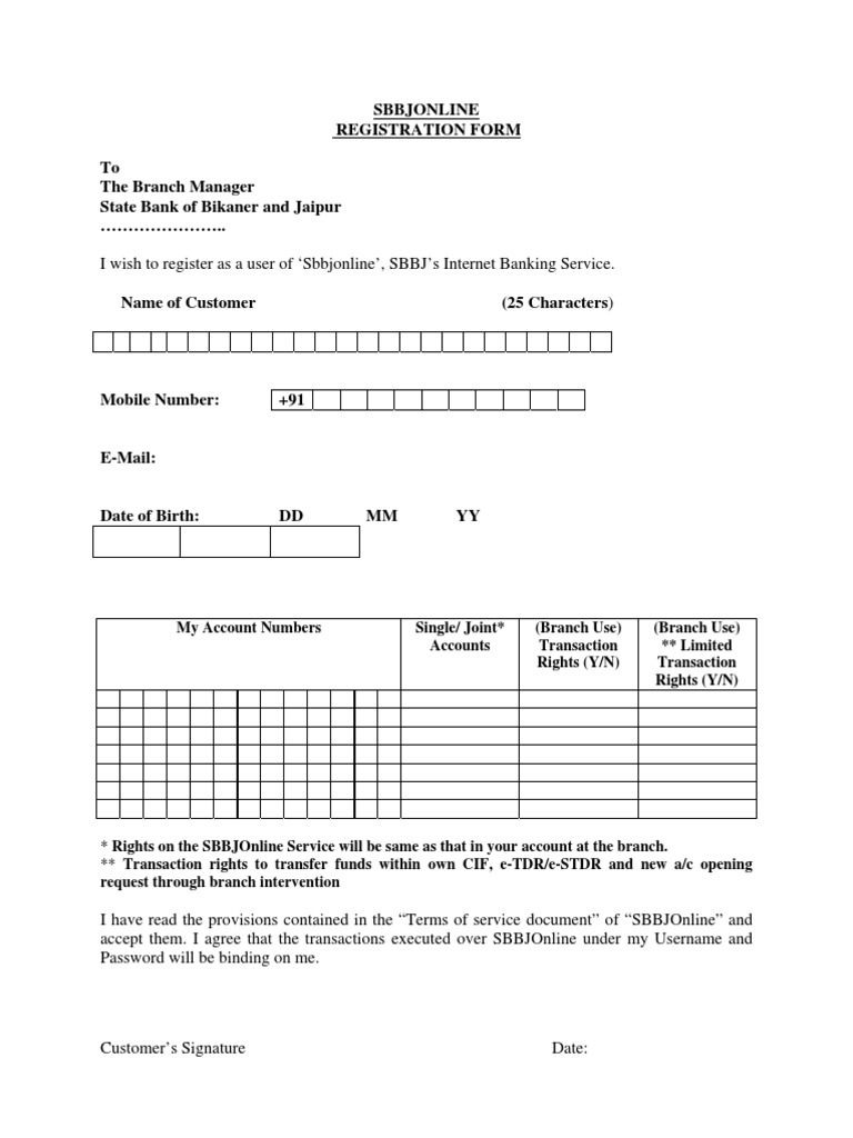 SBBJOnline Registration Form | PDF | Password | User (Computing)