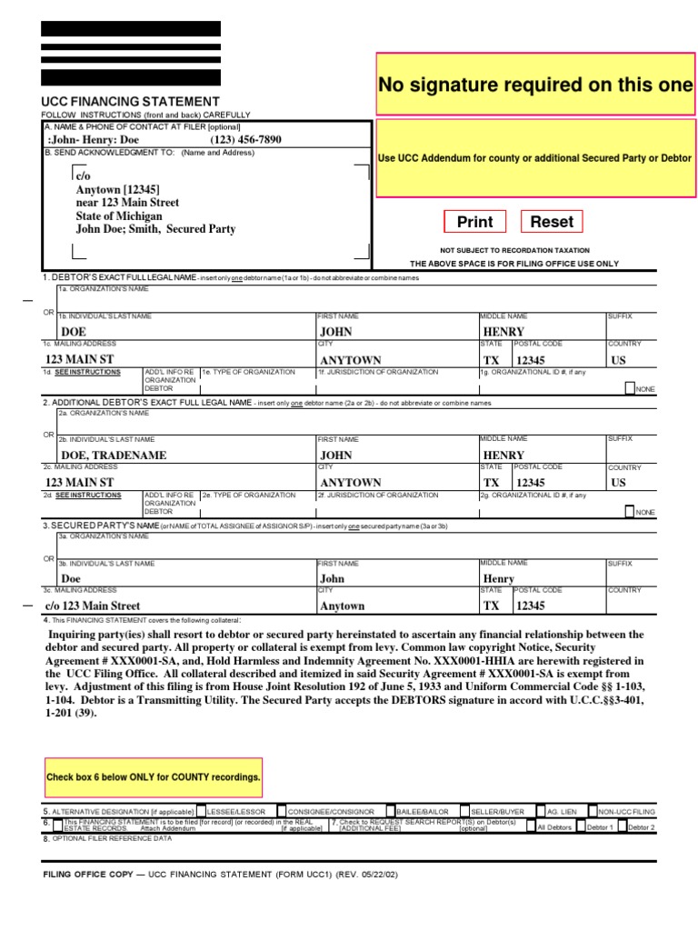 UCC Financing Statement Filing | PDF | Assignment (Law) | Uniform ...