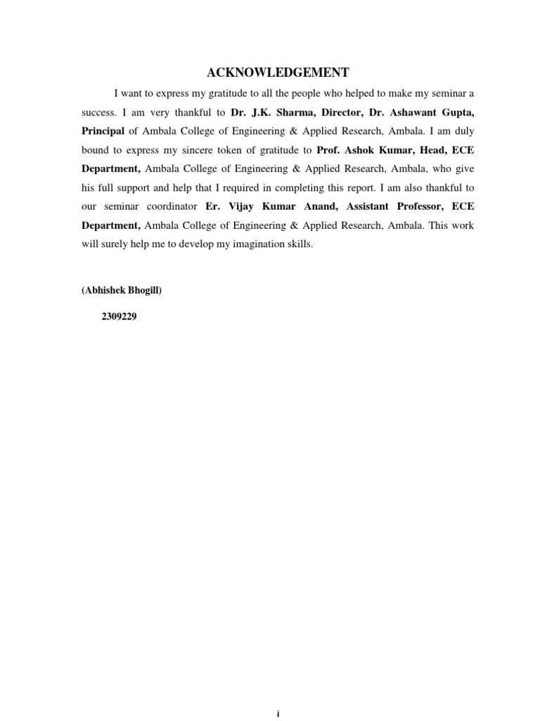 Acknowledgement: (Abhishek Bhogill) 2309229 | PDF | Computing And Information Technology