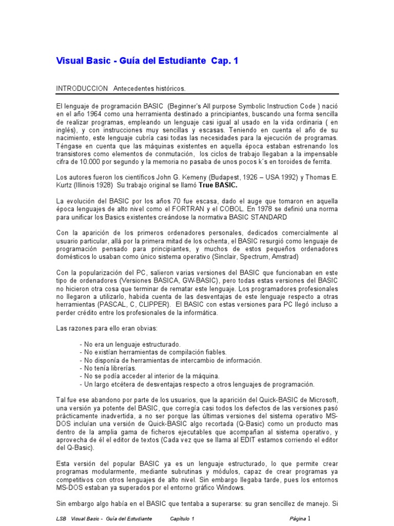 Tutorial Visual Basic 6 | PDF | Básico | Lenguaje de programación