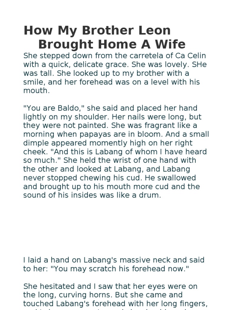 How My Brother Leon Brought Home A Wife | PDF | Nature