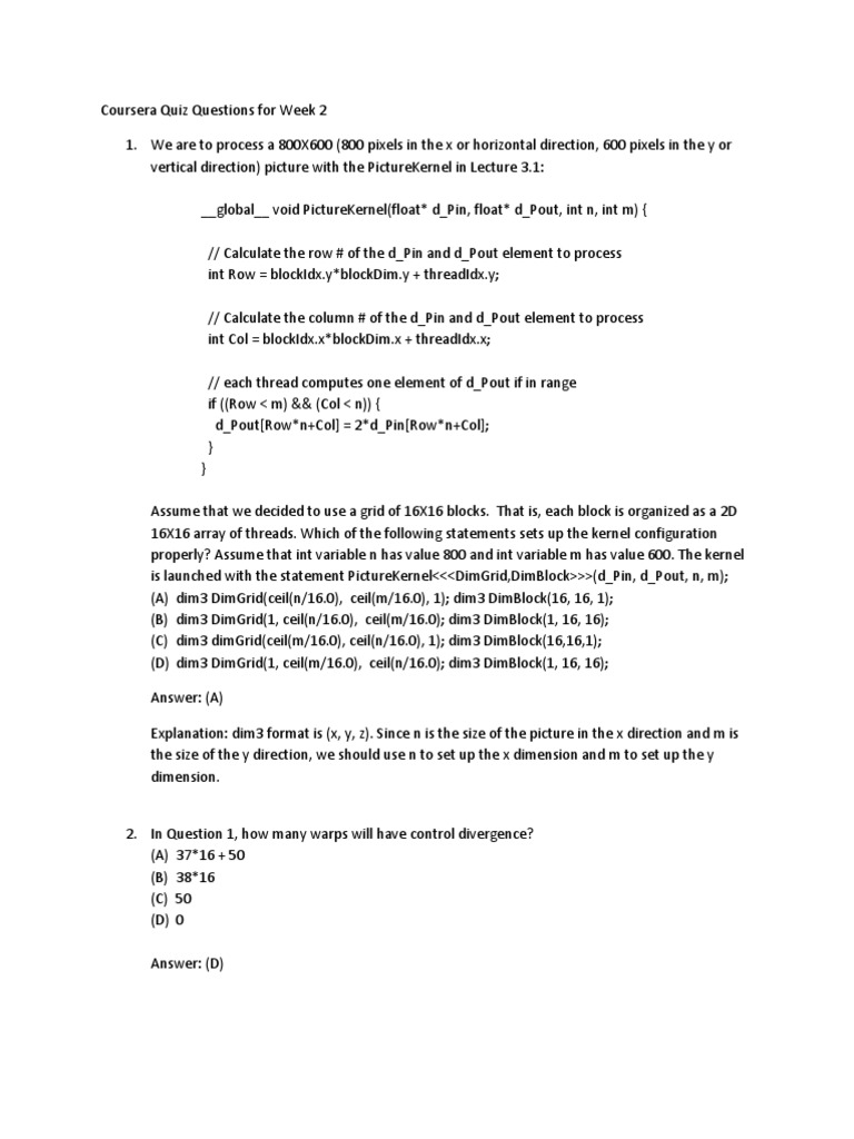 Coursera VR Quiz Answers Week 2 | PDF | Thread (Computing) | Display ...