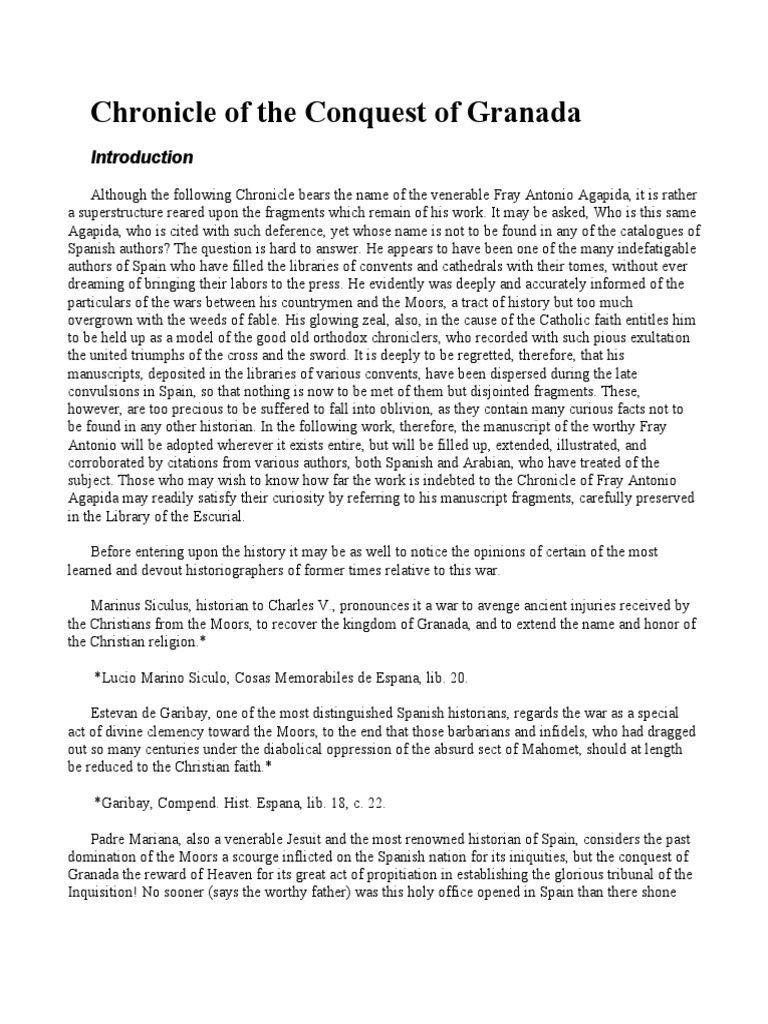 Chronicle of The Conquest of Granada | PDF | History | Classics
