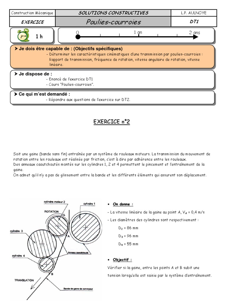 Exercices sur poulies et courroies | PDF | Mouvement de rotation | Physique