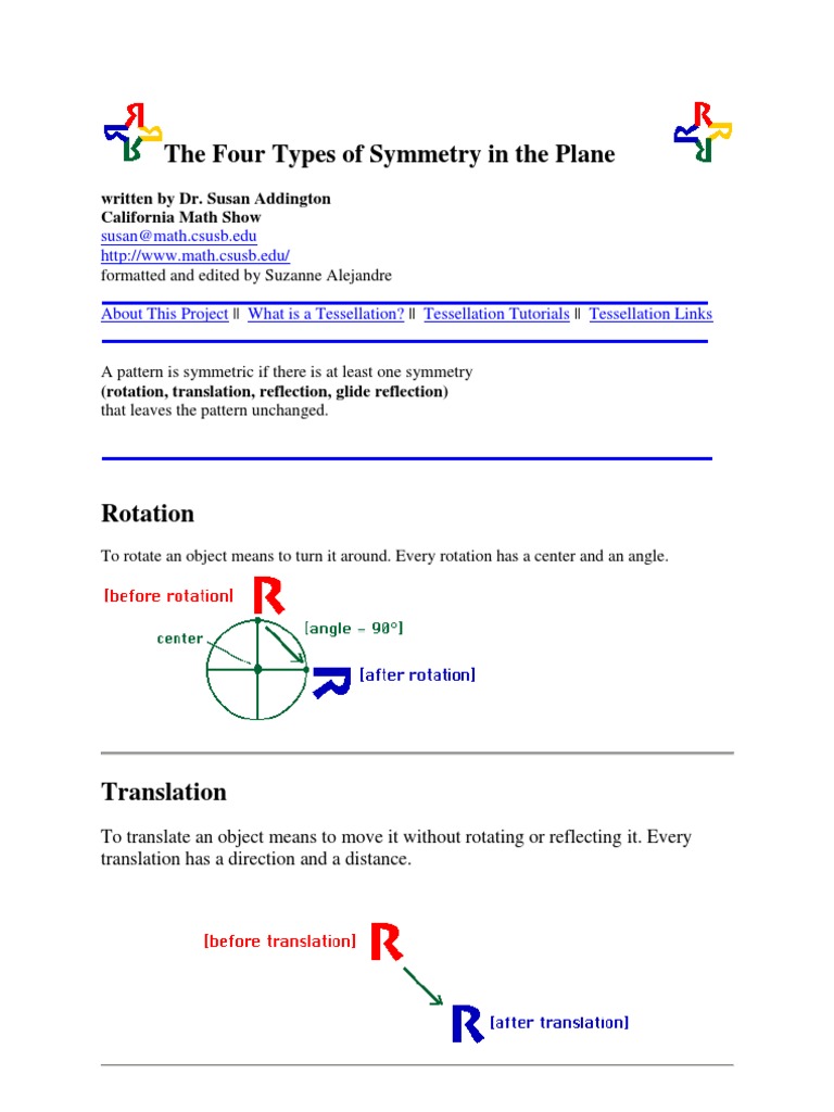 4 Types of Symmetry in The Plane | PDF | Symmetry | Pattern