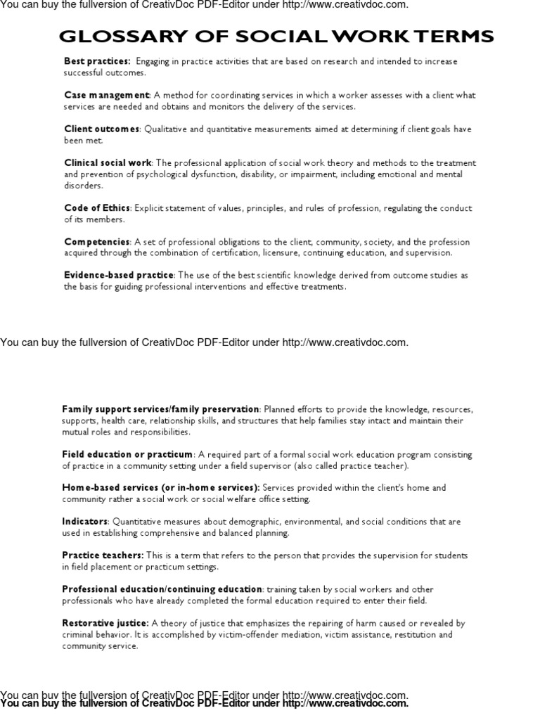 Social Work Terms | PDF | Restorative Justice | Social Work