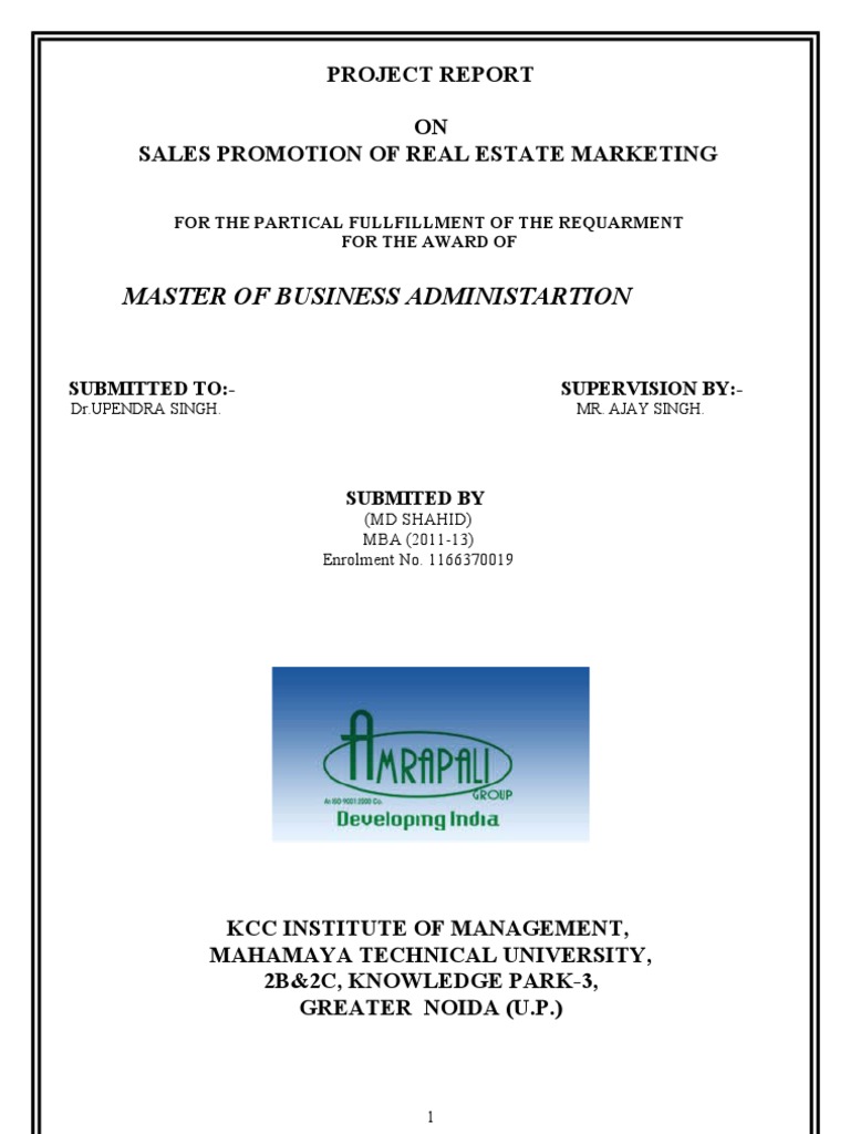 Real Estate Marketing Sales Promotion Report | PDF | Sales | Retail
