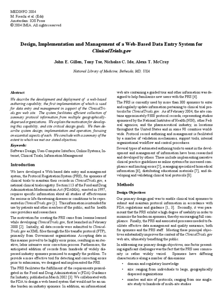 Design, Implementation and Management of A Web-Based Data Entry System For | PDF | Web Server ...
