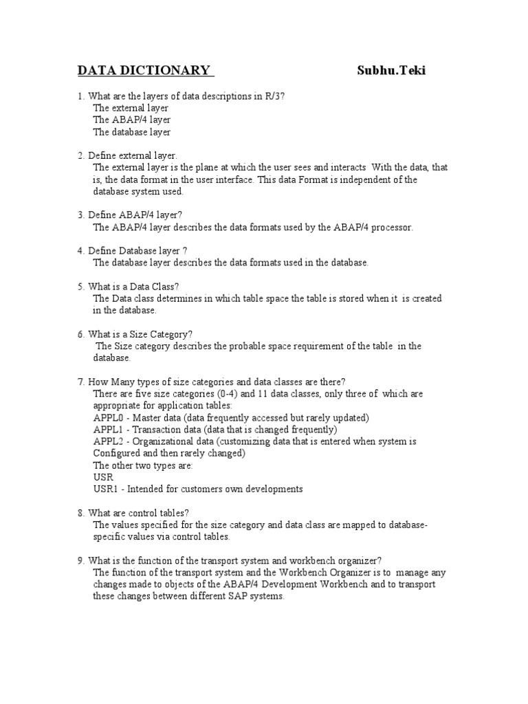 SAP Data Dictionary Overview and Functions | PDF