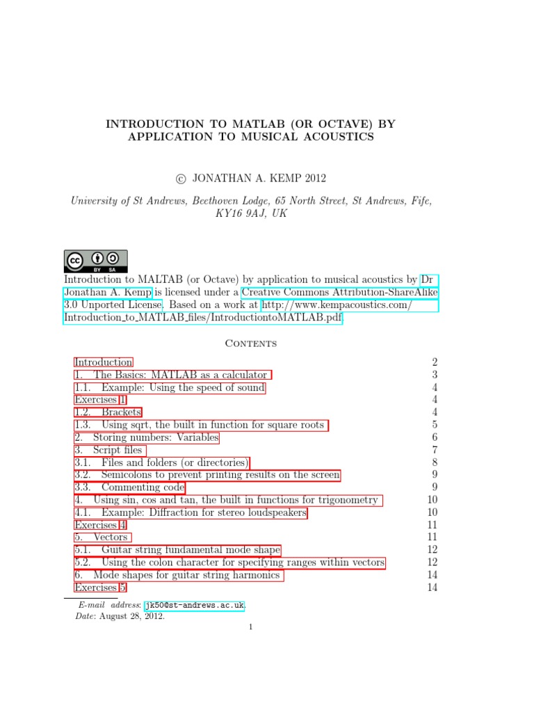 Introduction To MATLAB (Or Octave) by Application To Musical Acoustics ...