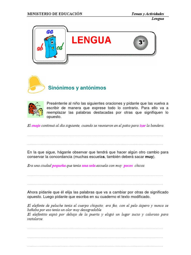 Sinónimos y Antónimos | PDF