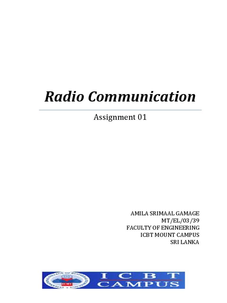 Radio Communication Assignment 01 | PDF | Antenna (Radio) | Ultra High ...