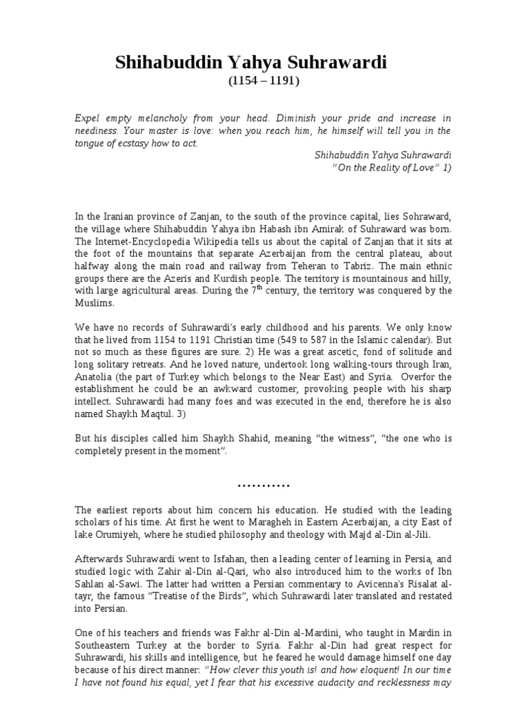 SuhrawardI Life Work | PDF | Saladin | Epistemology