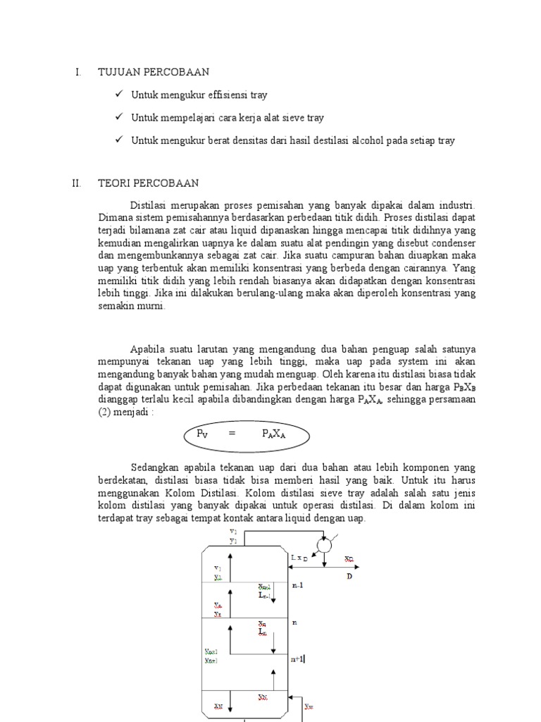 Efisiensi Distilasi Sieve Tray | PDF