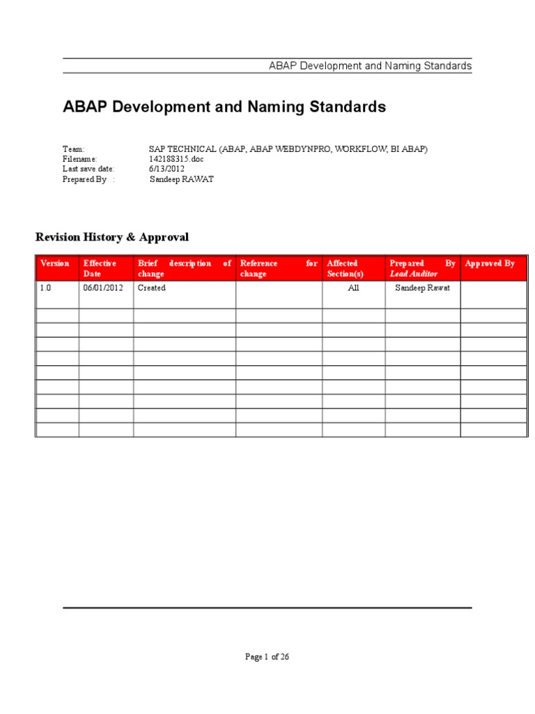 ABAP Development and Naming Standards | Download Free PDF | Database ... ABAP Development and Naming Standards | Download Free PDF | Database ...