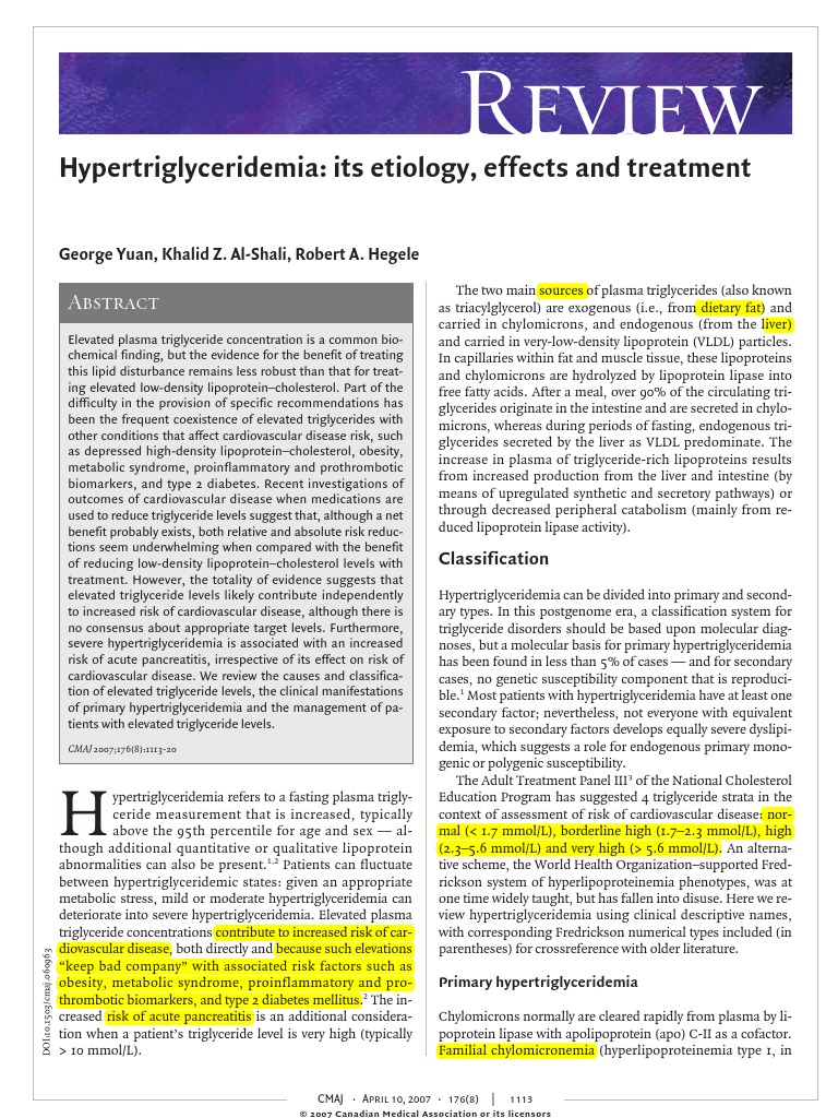 Hypertriglyceridemia | PDF | Statin | Metabolic Syndrome
