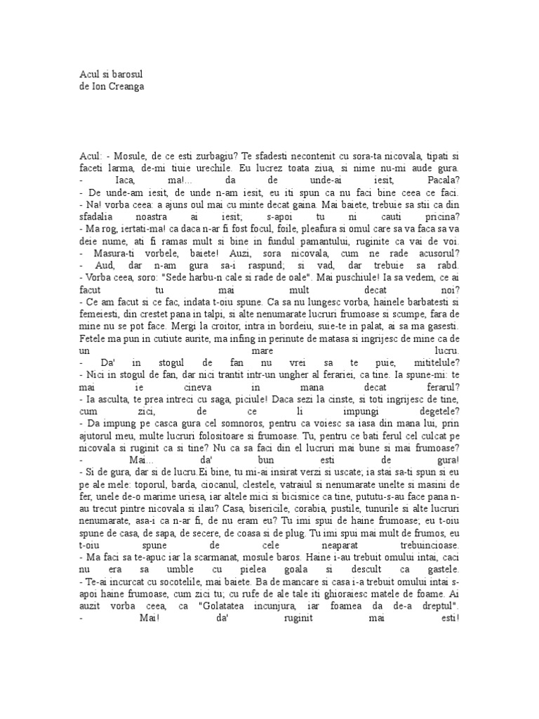 Acul Si Barosul - Creanga | PDF