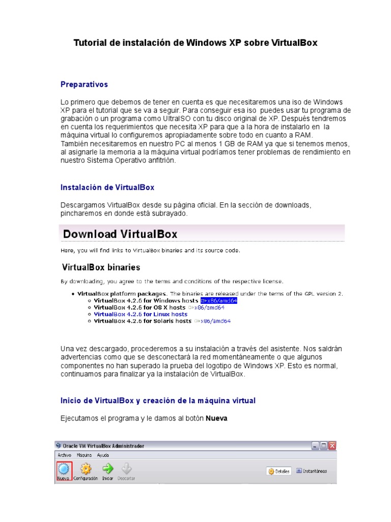 Tutorial de Instalación de Windows XP en Virtualbox | PDF | Windows XP | Microsoft Windows