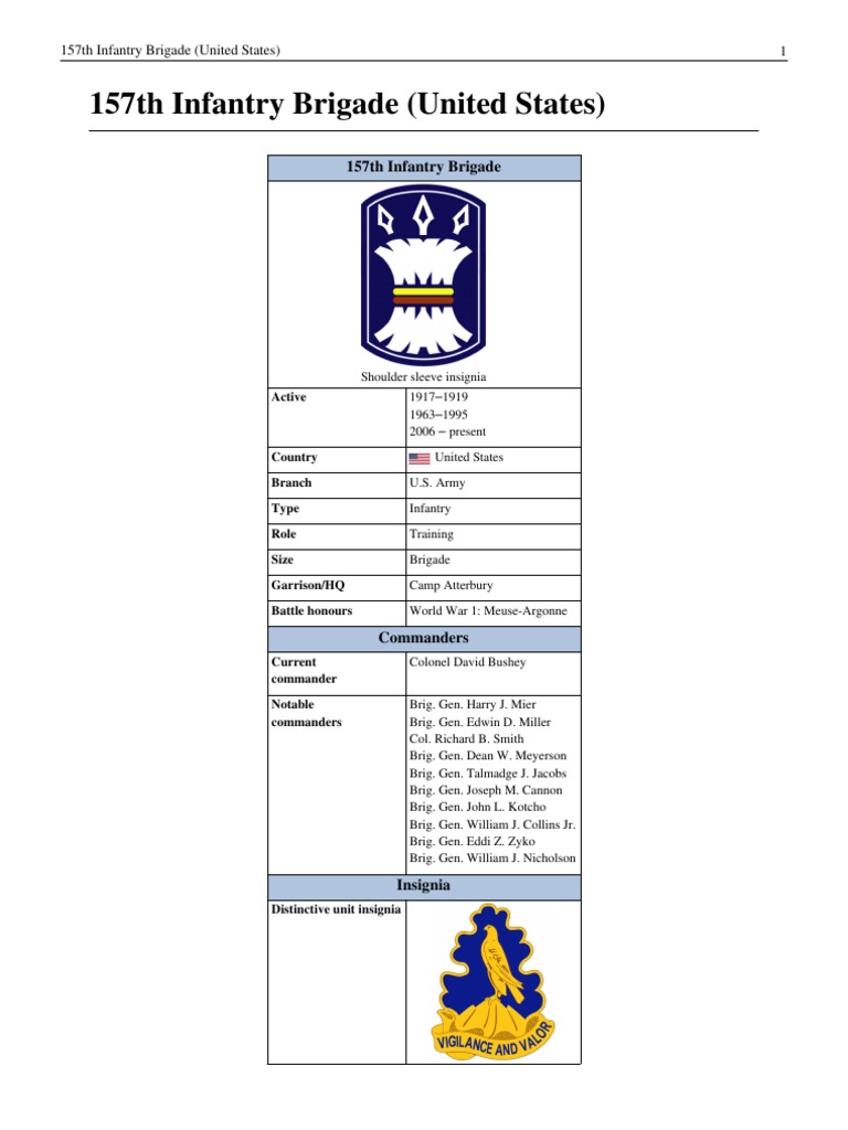 157th Infantry Brigade Overview | PDF | United States Army | Infantry