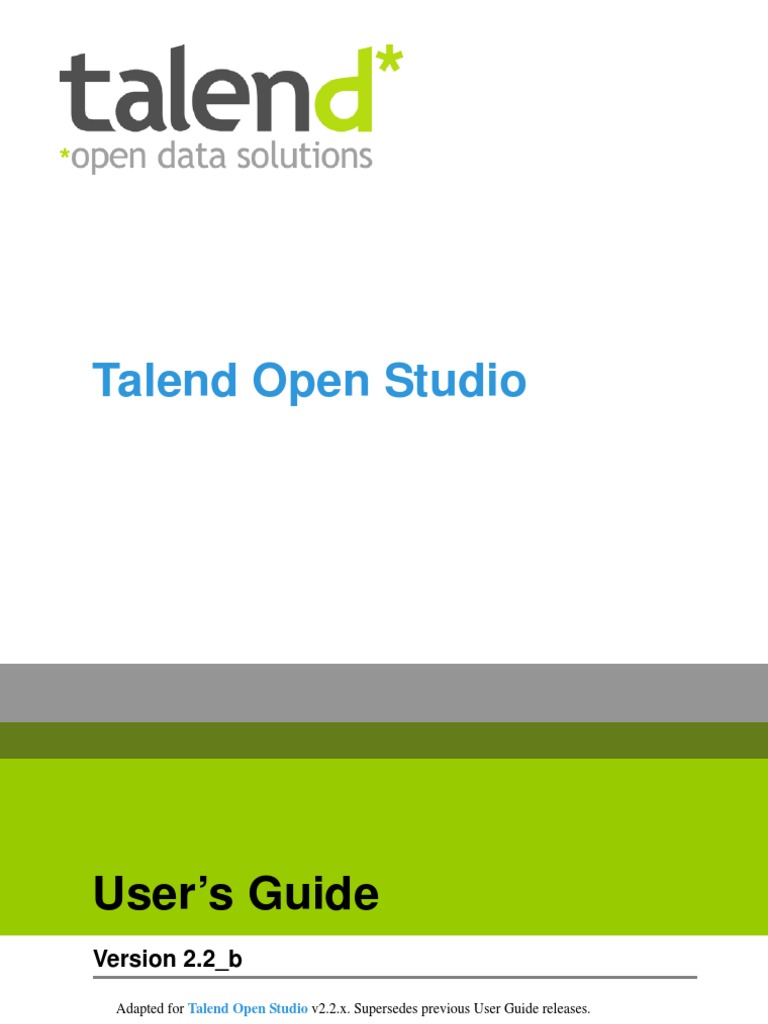 Talend Open Studio User Guide - fasrpool Talend Open Studio User Guide - fasrpool