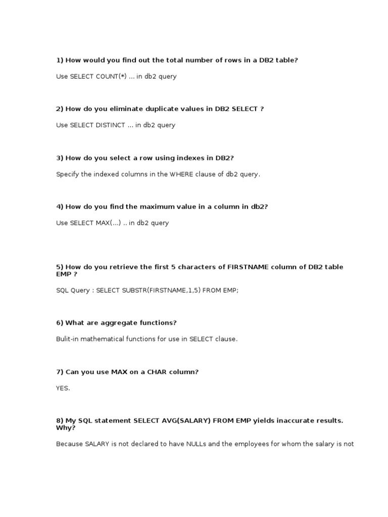 DB2 Multiple Choice Questions | PDF | Database Index | Sql