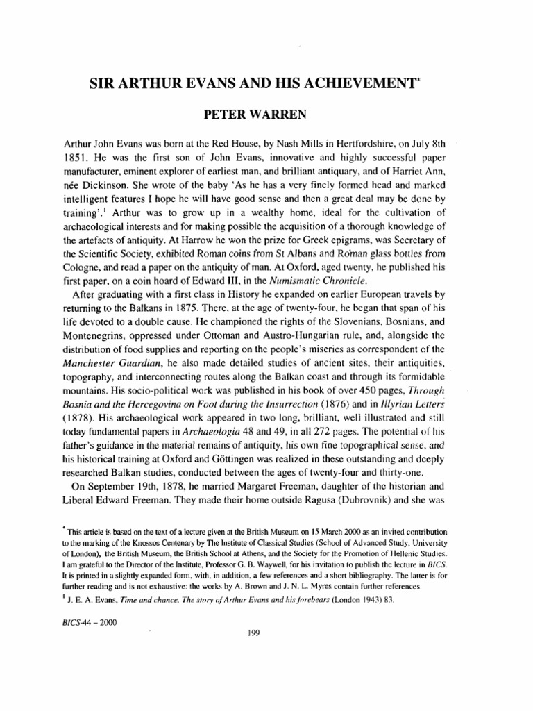 Sir Arthur Evans: Discovering Minoan Crete | PDF | Mycenaean Greece ...
