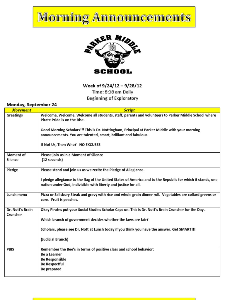 Sample Announcement Script For School Script Preview Of The Good News