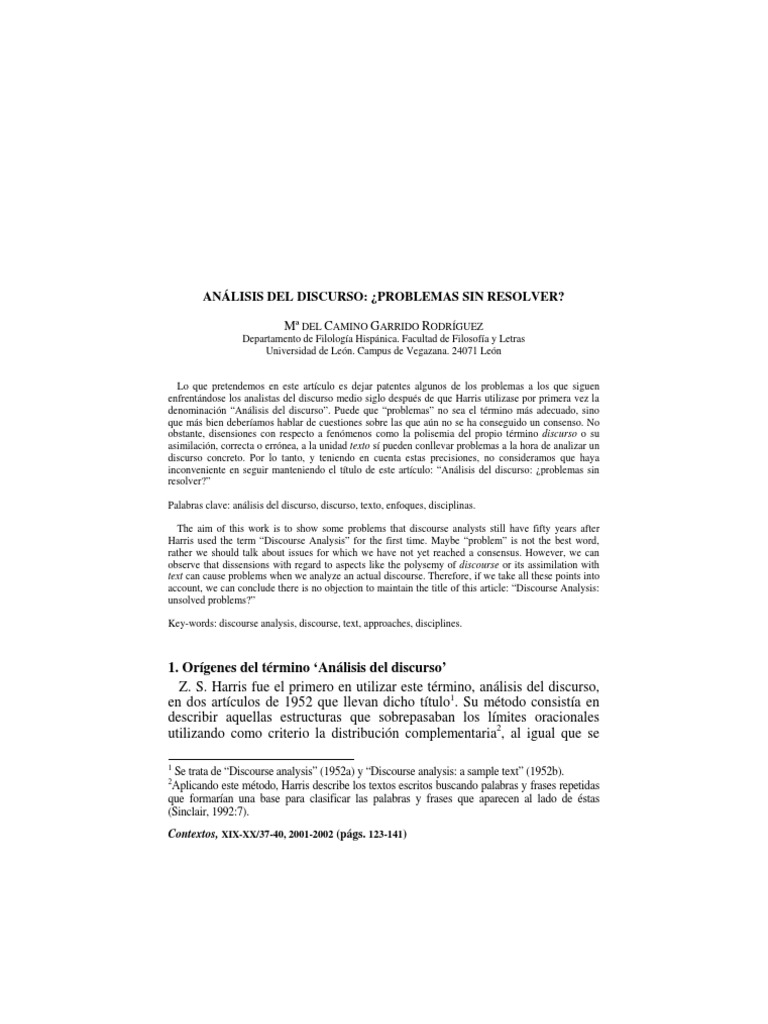 Analisis Del Discurso - Problemas Sin Resolver | PDF