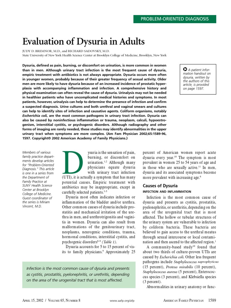 Dysuria in Adults | Urinary Tract Infection | Sexually Transmitted ...