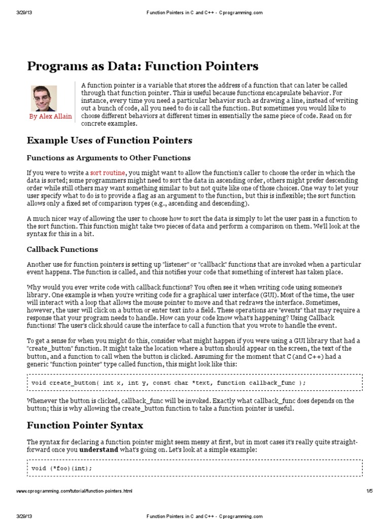 Function Pointers in C and C++ - Cprogramming | PDF | Pointer (Computer ...