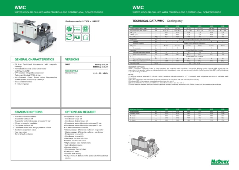 McQuay WMC Data Sheet Eng | PDF | Gas Compressor | Electrical Engineering