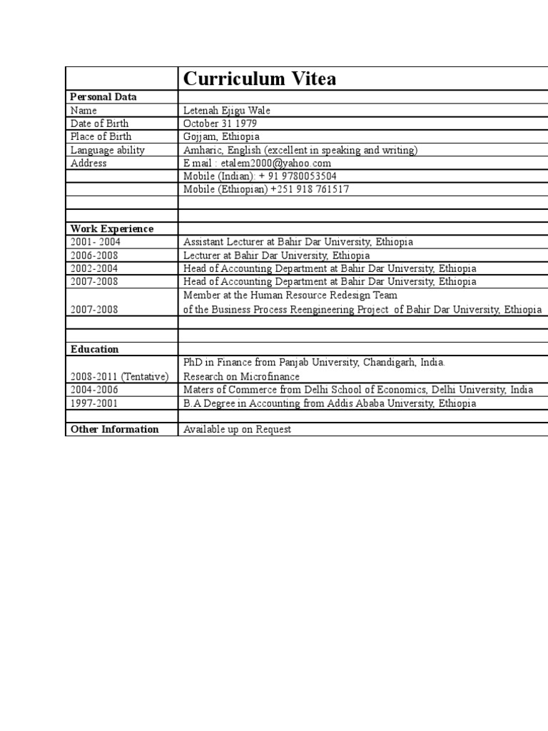 Curriculum Vitea | PDF